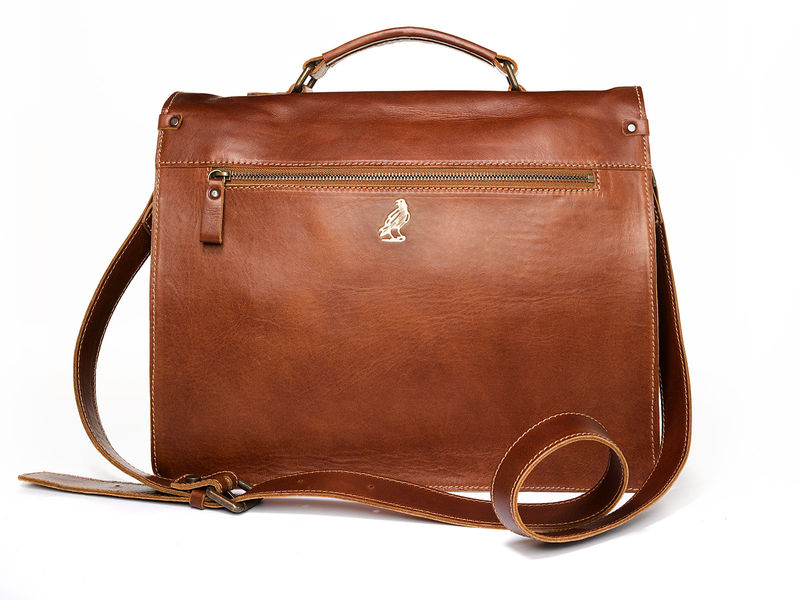 handmade leather satchel briefcase - brown - Satch&Fable - PinkLion